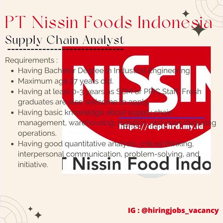 Lowongan Kerja PT Nissin Foods Indonesia - Cikarang - YouTube