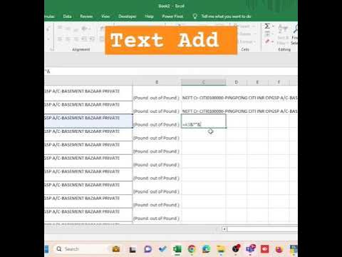 #advanceexcel Text Add ⚡How to Text Add in Excel in Hindi #excelformula #excel #viral #exceltech ...