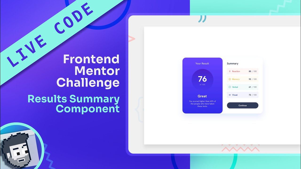 Live Code Frontend Mentor Results Summary Component Youtube