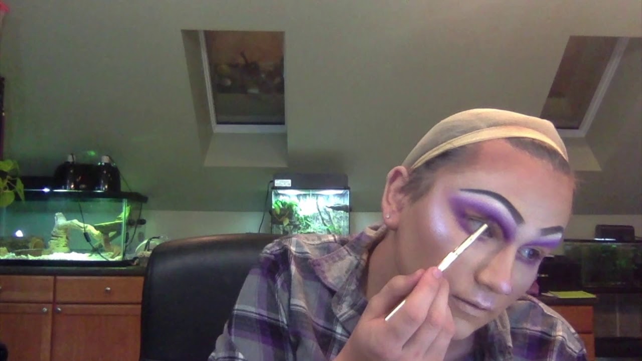 Drag Queen Purple Makeup Transformation - YouTube