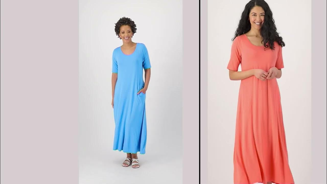 Belle by Kim Gravel Elbow Sleeve Solid Swing Maxi Dress on QVC - YouTube
