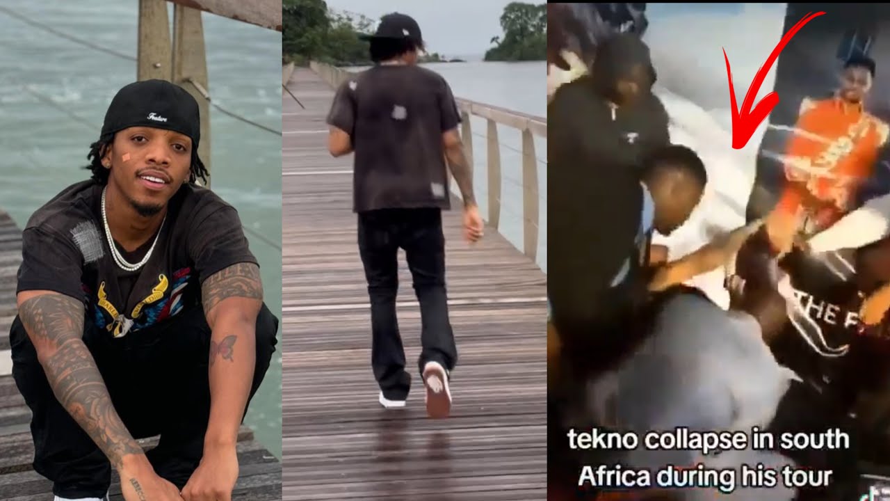 Tekno React to a Video of him Collapsing on Stage in South Africa - YouTube
