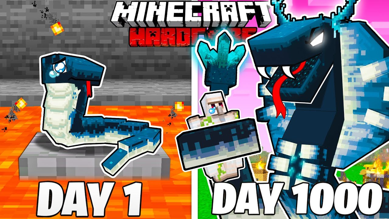 I Survived 1000 Days As A WARDEN SNAKE in HARDCORE Minecraft! (Full ...