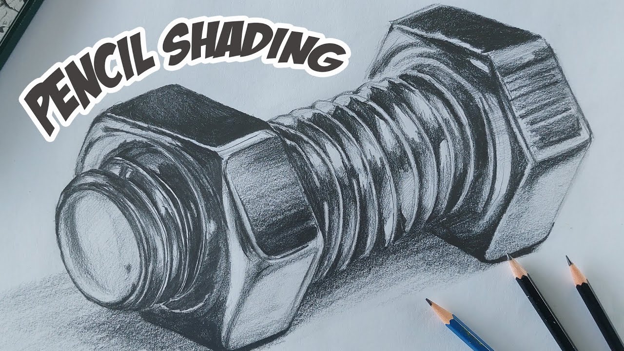 How to Draw and Shade a Bolt & Nut with Pencils| Step-by-Step for ...