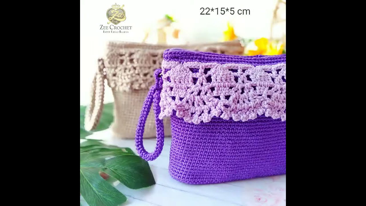 Pouch Rajut Renda- Crochet Pouch with Lace- By Zee Crochet - YouTube