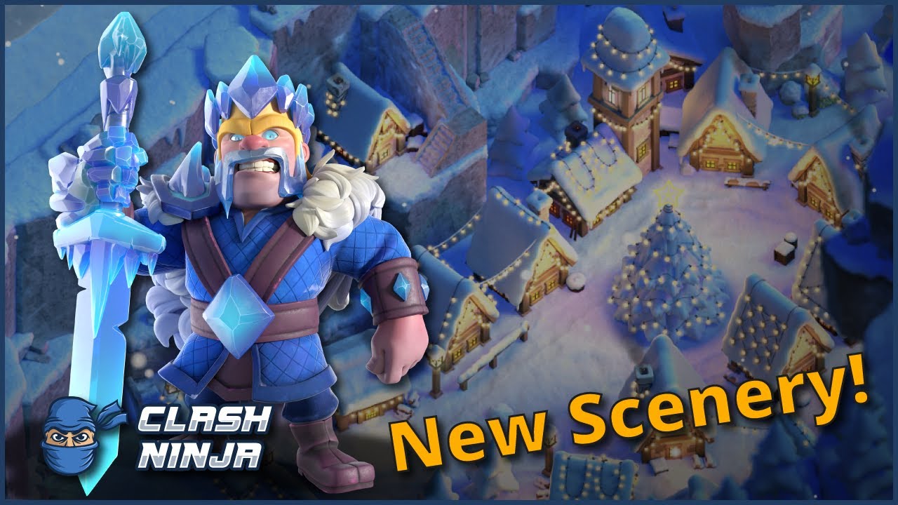 New Snow Day Scenery and Ice King Skin | Clash of Clans - YouTube