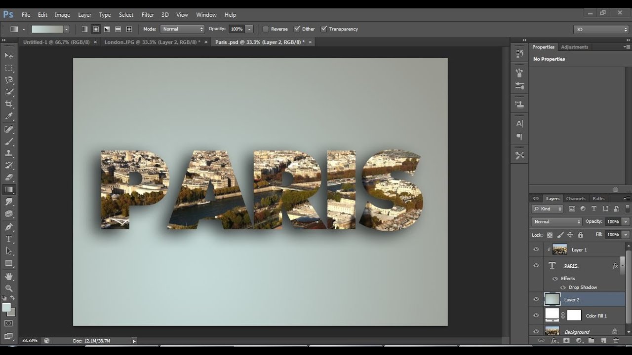 Placing Image Inside Text Using Photoshop - YouTube