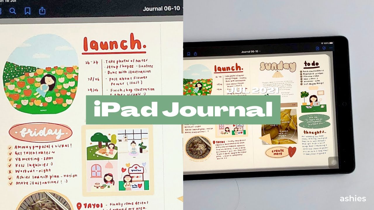iPad Journal | Digital Bullet Journal ASMR | Free Template and Stickers ...