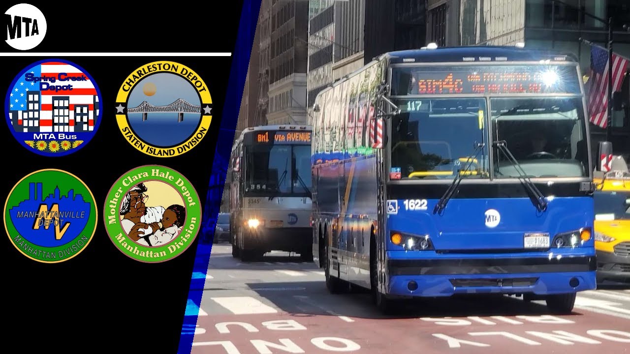 「MTA Bus/NYCT Bus」SIM4C, BM1, M2 and M1 buses marching down 5th Avenue ...
