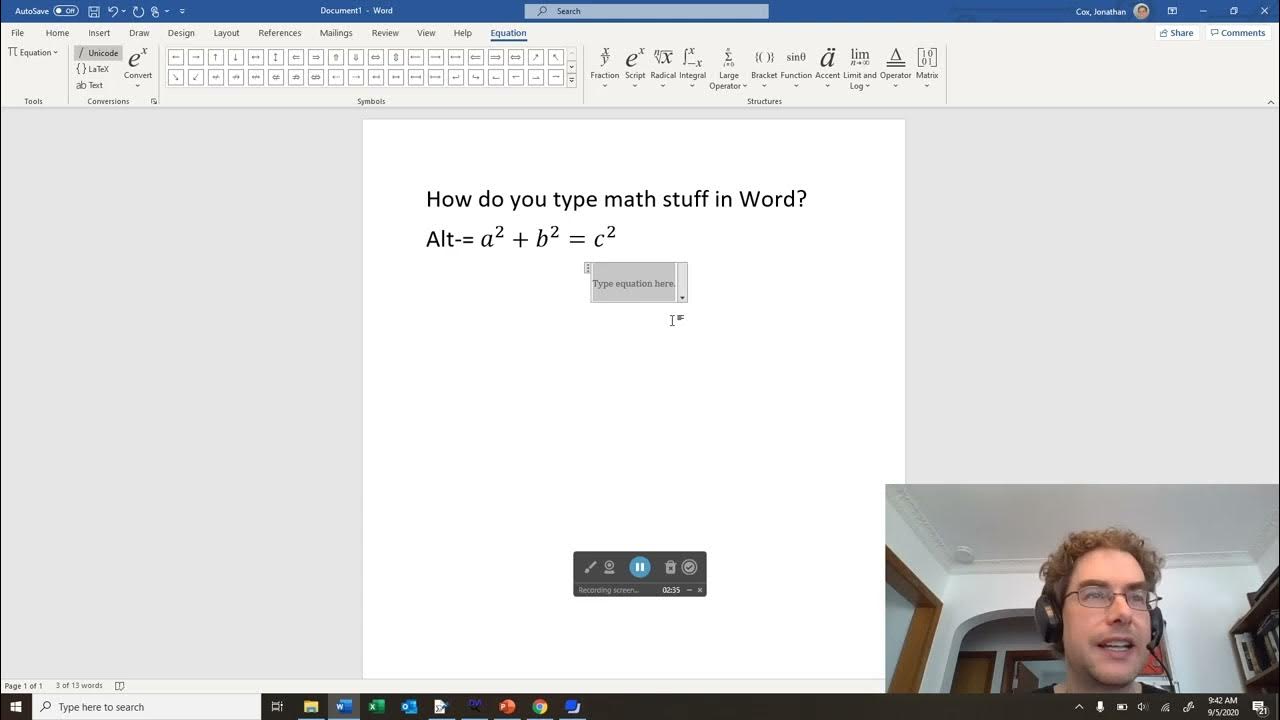 Intro to Typesetting Mathematics in Word - YouTube