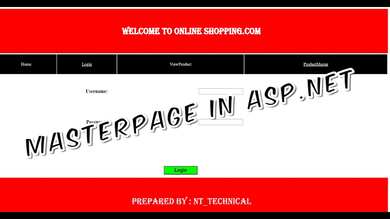 Masterpage In Aspnet Youtube
