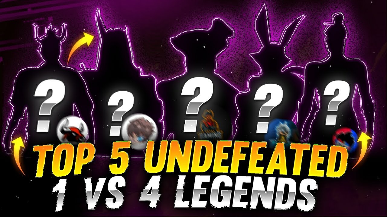 TOP 5 UNDEFEATED 1 VS 4 LEGENDS😲 || GAREENA FREE FIRE - YouTube
