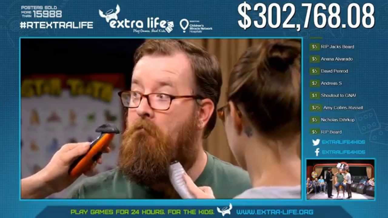 Rooster Teeth's Extra Life Stream 2015 Hour 17 - Jack's Beard Shave and ...
