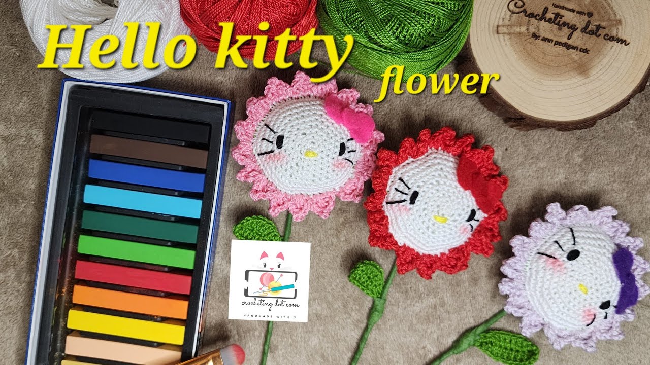 CROCHET HELLO KITTY FLOWER |#hellokitty #crochet | @annpedigancdc - YouTube