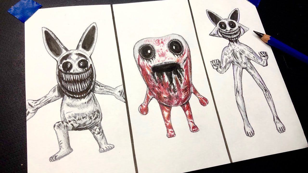 Drawing zoonomaly monster, rabbit,red frog,boss slime cat |วาดรูป ชูโน ...