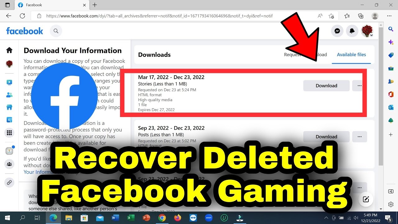 How To Recover Deleted Facebook Gaming on Facebook - YouTube