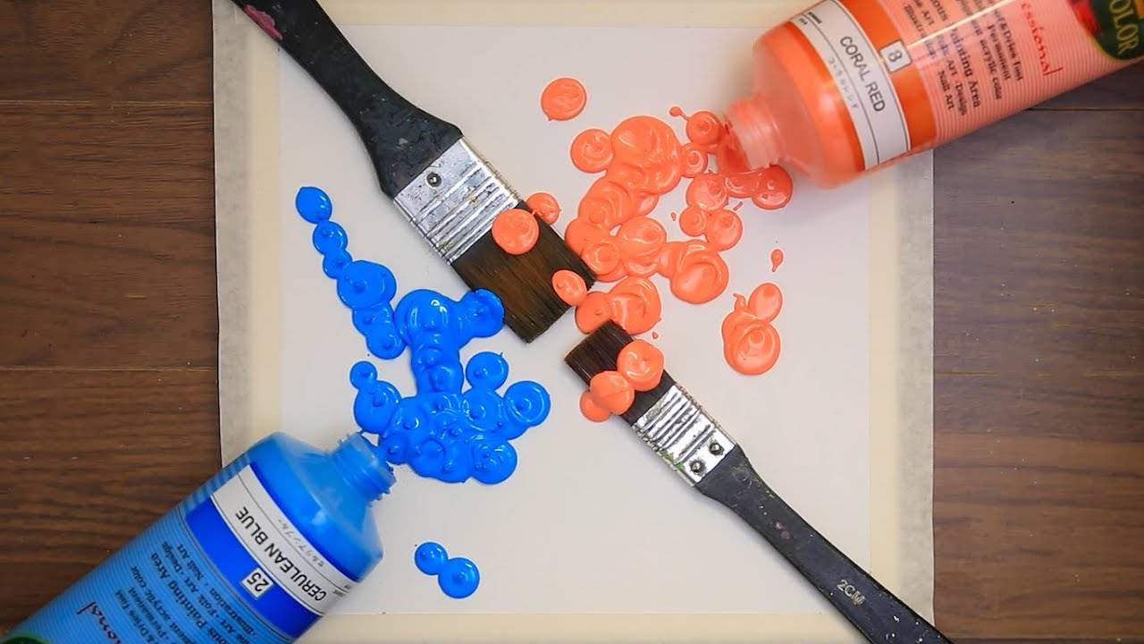 Coral Red And Cerulean Blue｜Acrylic Painting on Canvas Step by Step ...