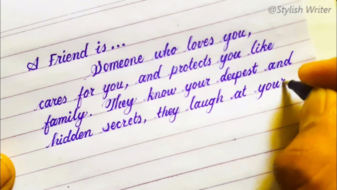 Friendship quote in beautiful cursive handwriting - YouTube