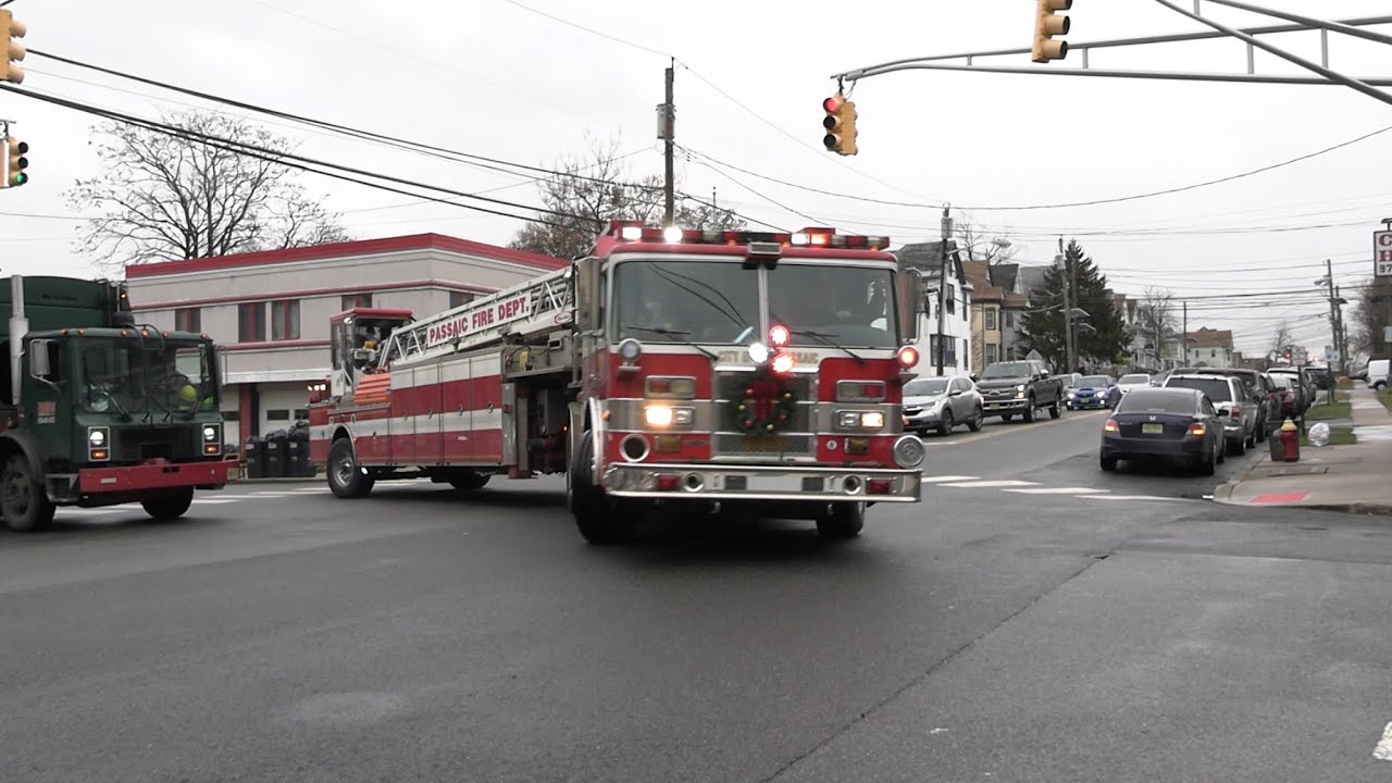 Passaic, NJ Fire Department Engine 1 & Ladder 1 Responding From ...