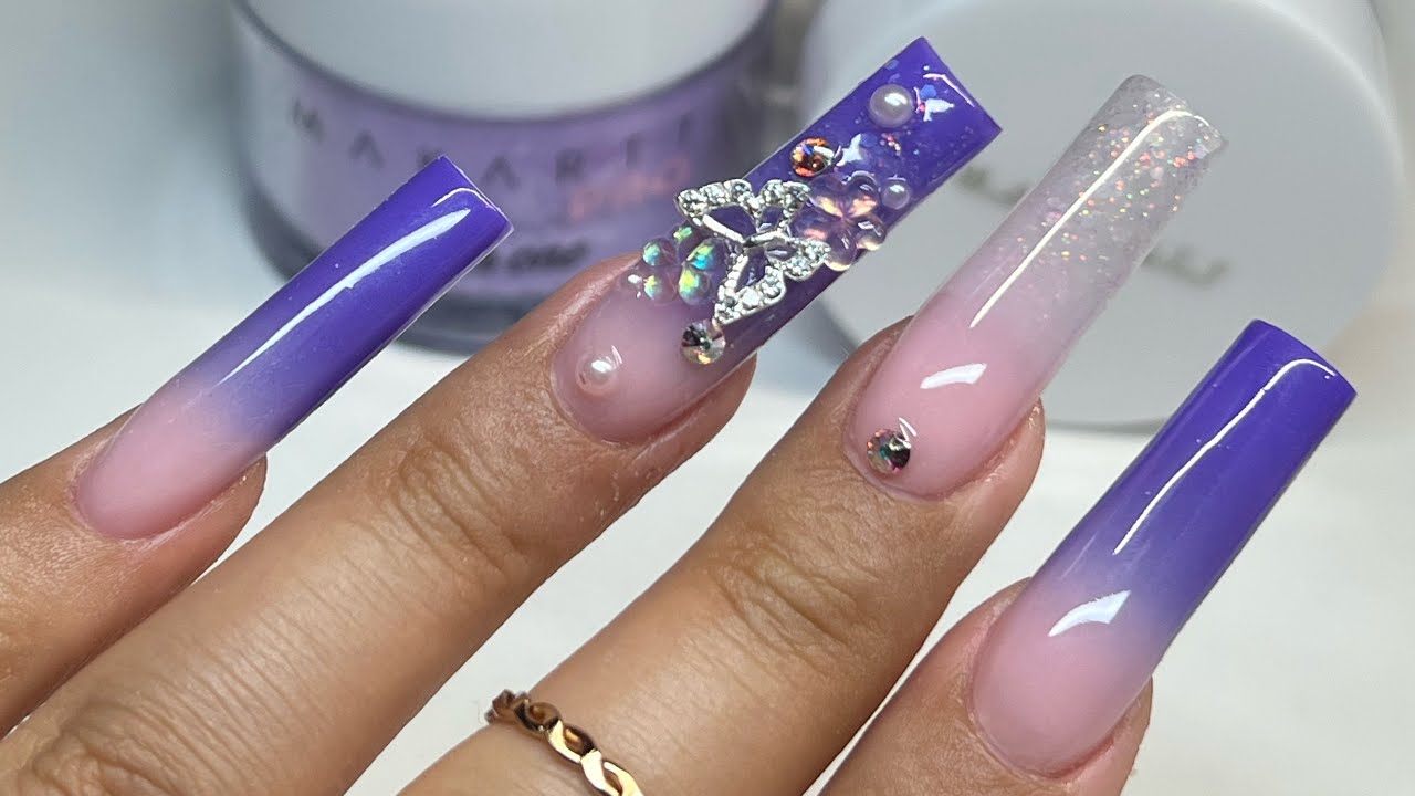 Purple Ombré Makartt Acrylic Acrylic Nails Tutorial Youtube