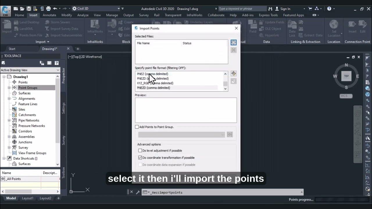 Civil 3D Tutorial For Beginners Part 1: How to import CSV points - YouTube