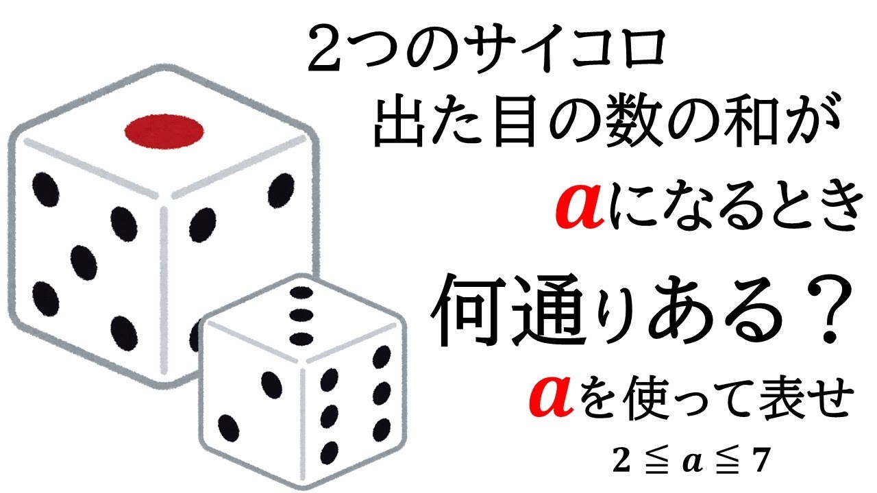 この問題の意味、わかる? 【確率】2つのサイコロの出た目の数がaになるとき、何通りある?【中2数学】 Youtube