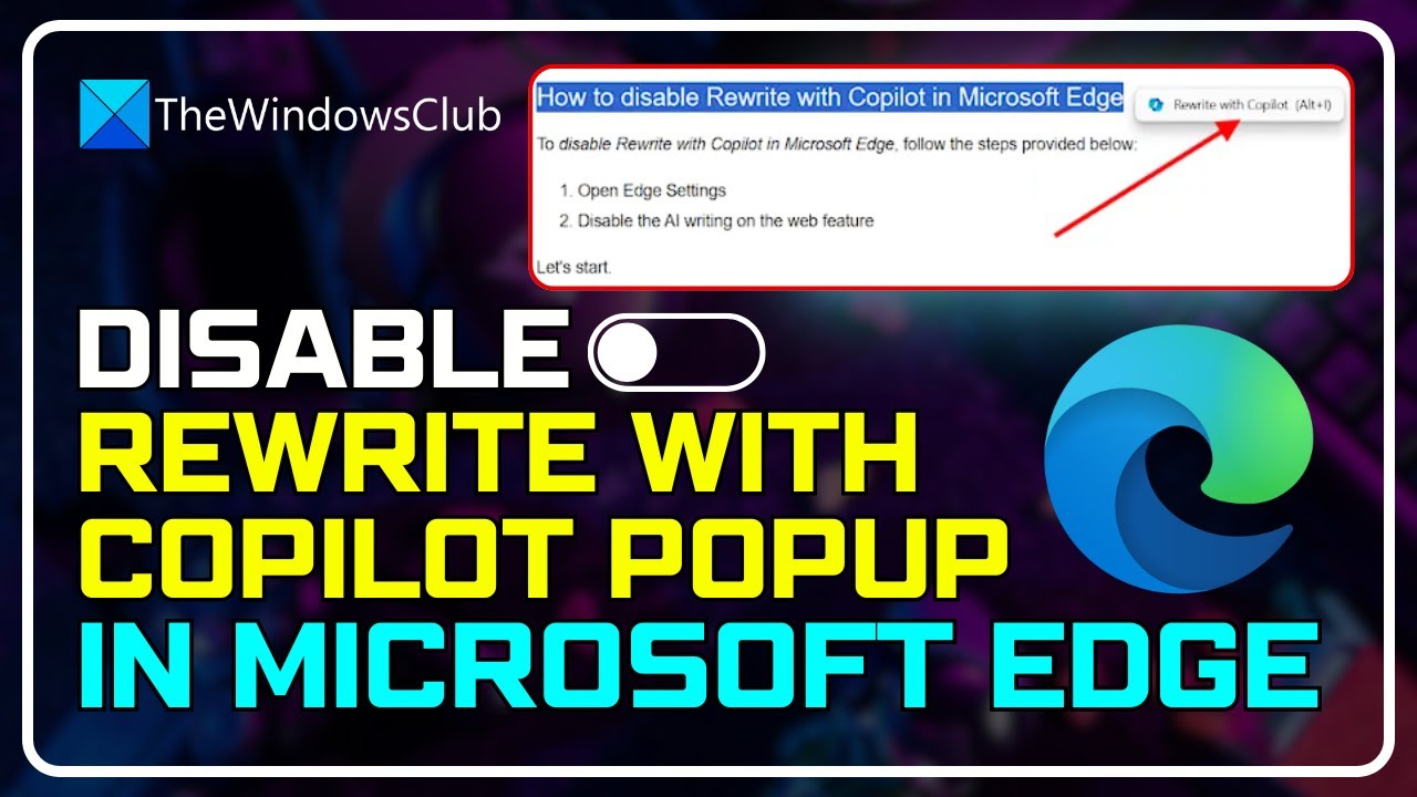 How to disable Rewrite with Copilot popup in Microsoft Edge - YouTube