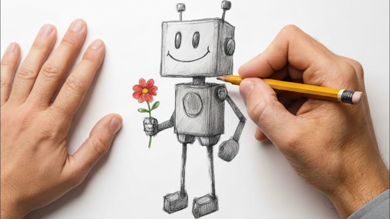 How to Draw a Futuristic Robot Sketch | Step-by-Step Digital Art ...