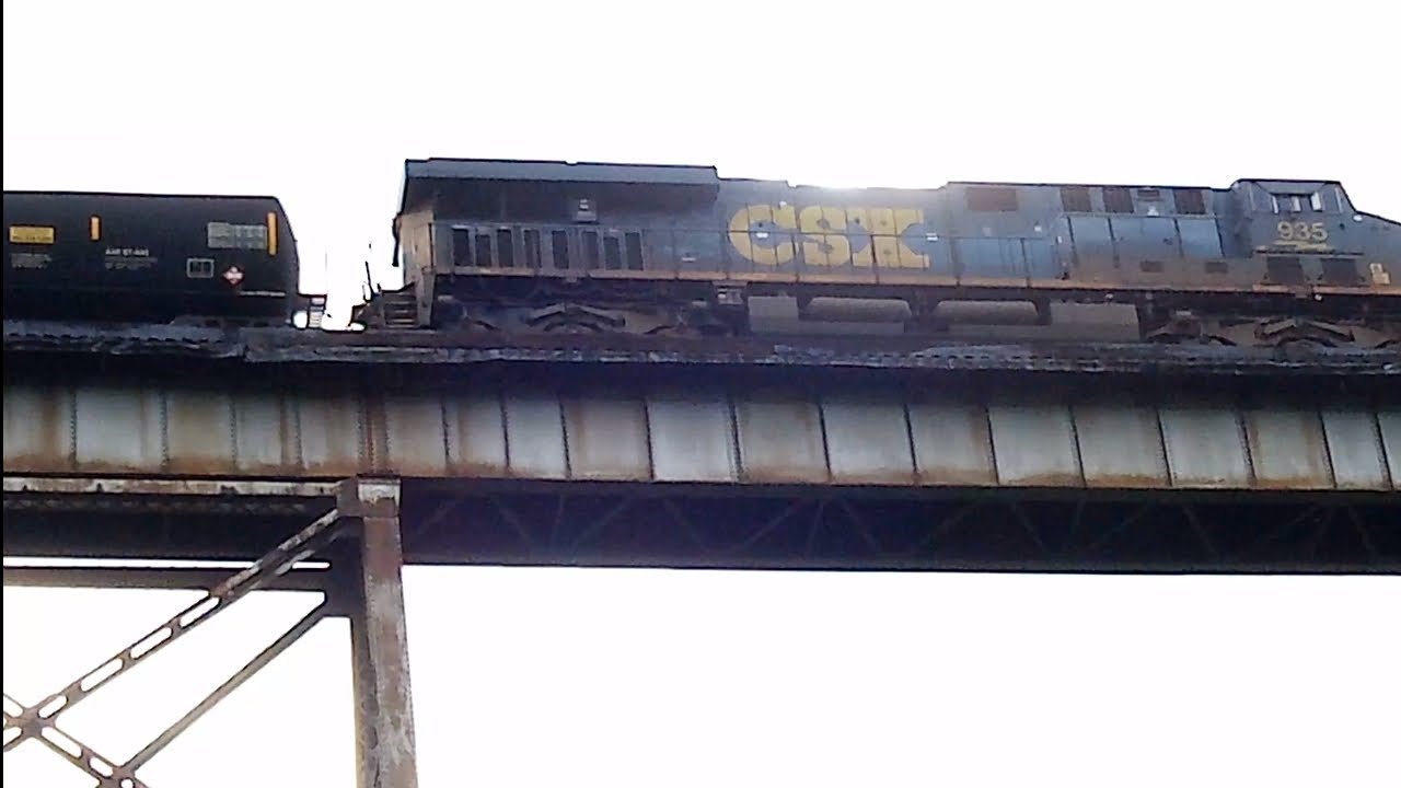 Csx Mix-Freight train going across a 115 year old bridge aka copper ...
