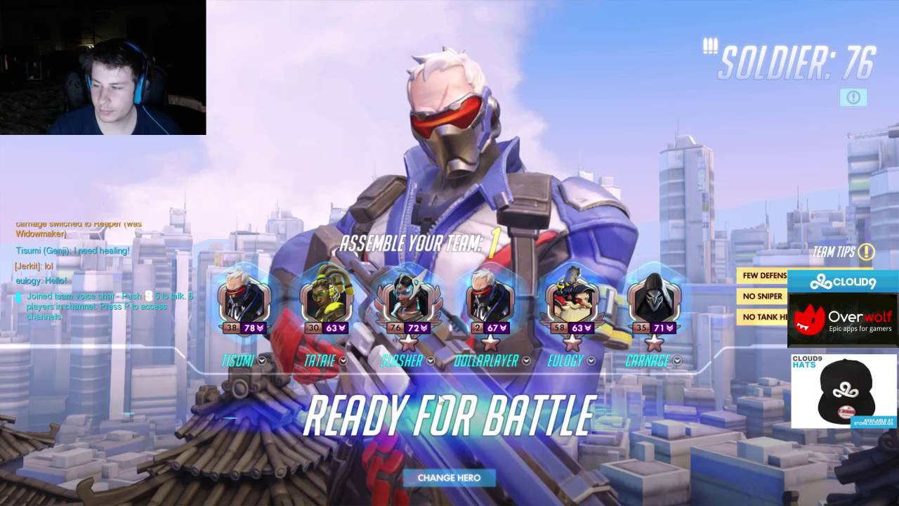 Overwatch C9 Surefour Playing Top Ranked Game As Genji & Soldier 76 On ...