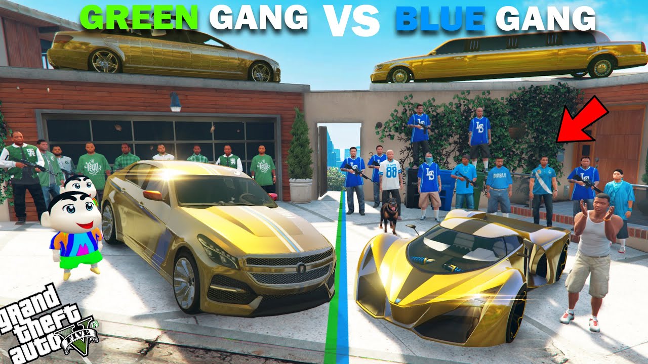 Franklin Blue Gang VS Shinchan Green Gang Collecting Gold Cars In GTA 5 ...