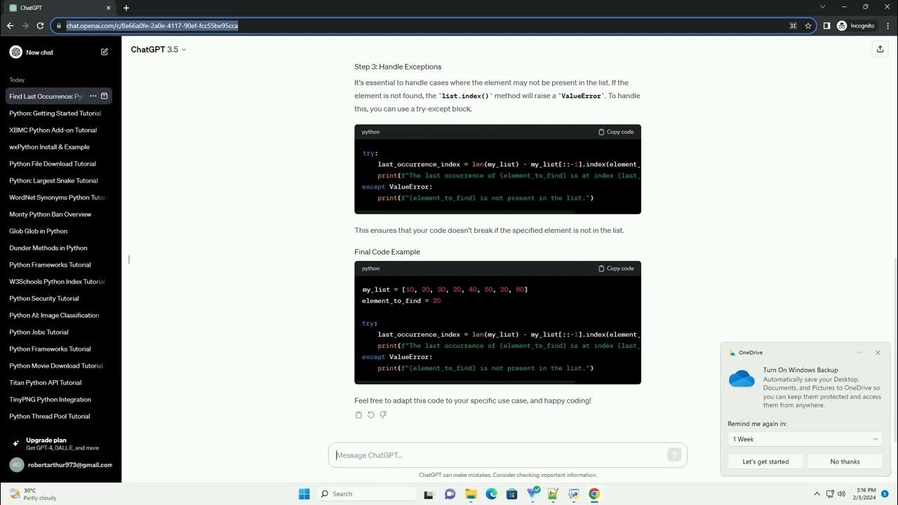 Find Last Occurrence Of Element In List Python YouTube find-last-occurrence-of-element-in-list-python-youtube