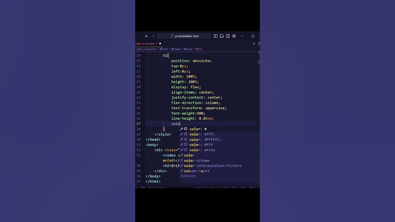 VIDEO IN TEXT | HTML CSS - YouTube