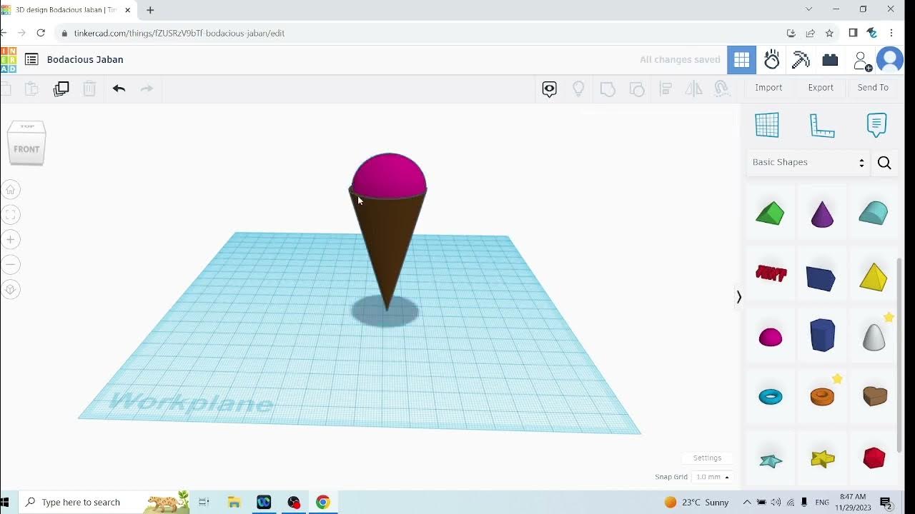 Ice cream cone on Tinkercad - YouTube
