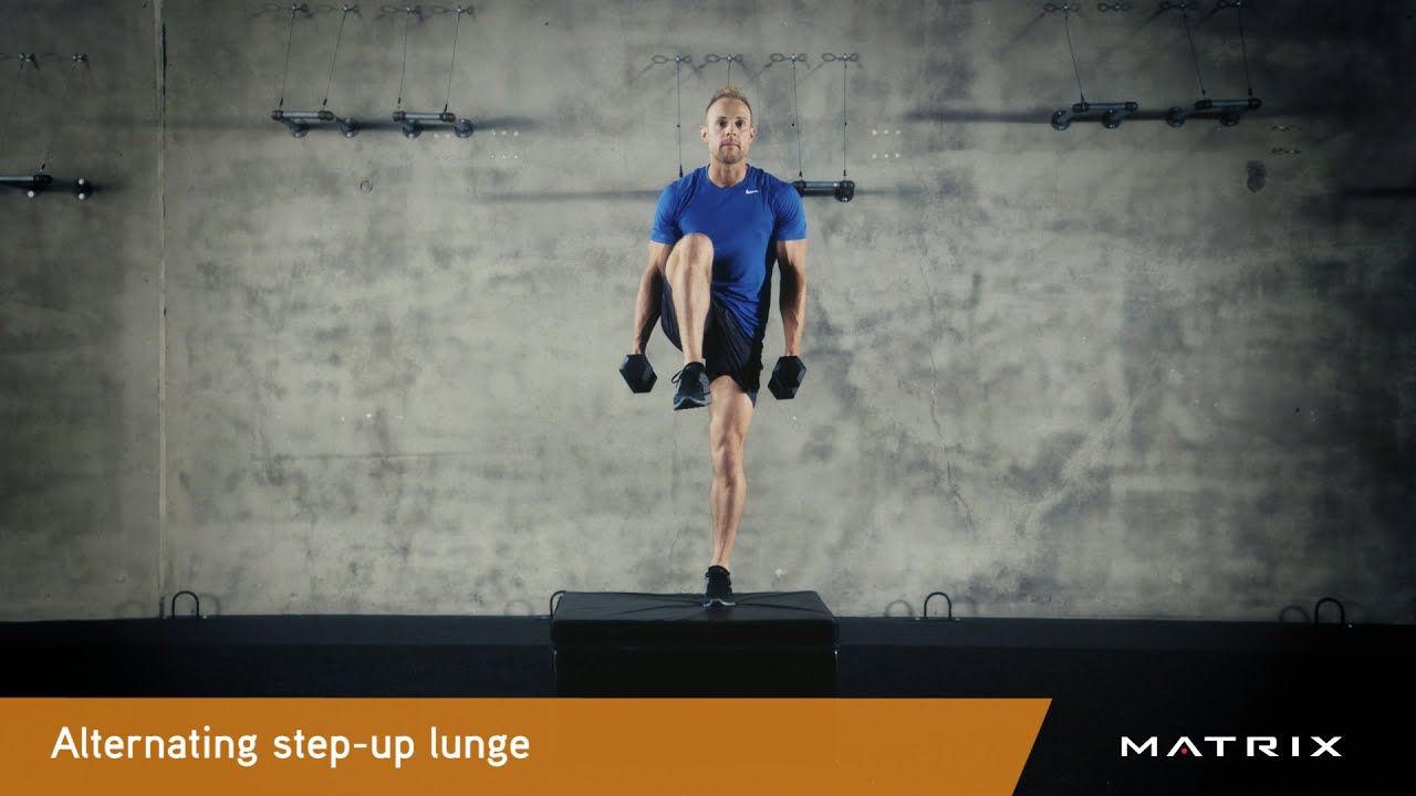 Alternating step-up lunge - YouTube