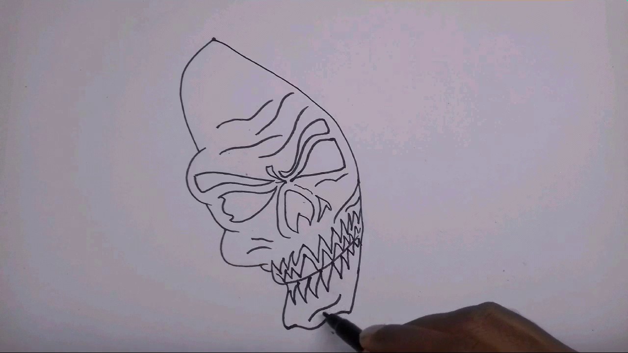 How to draw a ghost face (Tribal) - YouTube
