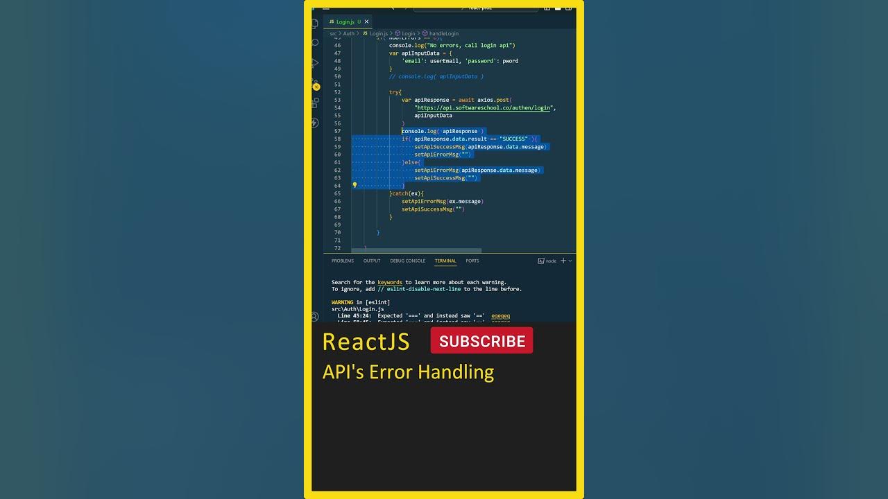 How to Handle API Errors? React JS Tutorial, ReactJ ReactJS In Telugu, Web Development #shorts ...