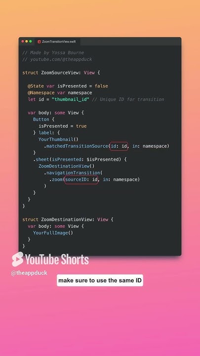 Zoom transition made simple | SwiftUI | iOS 18 #swift #shorts - YouTube