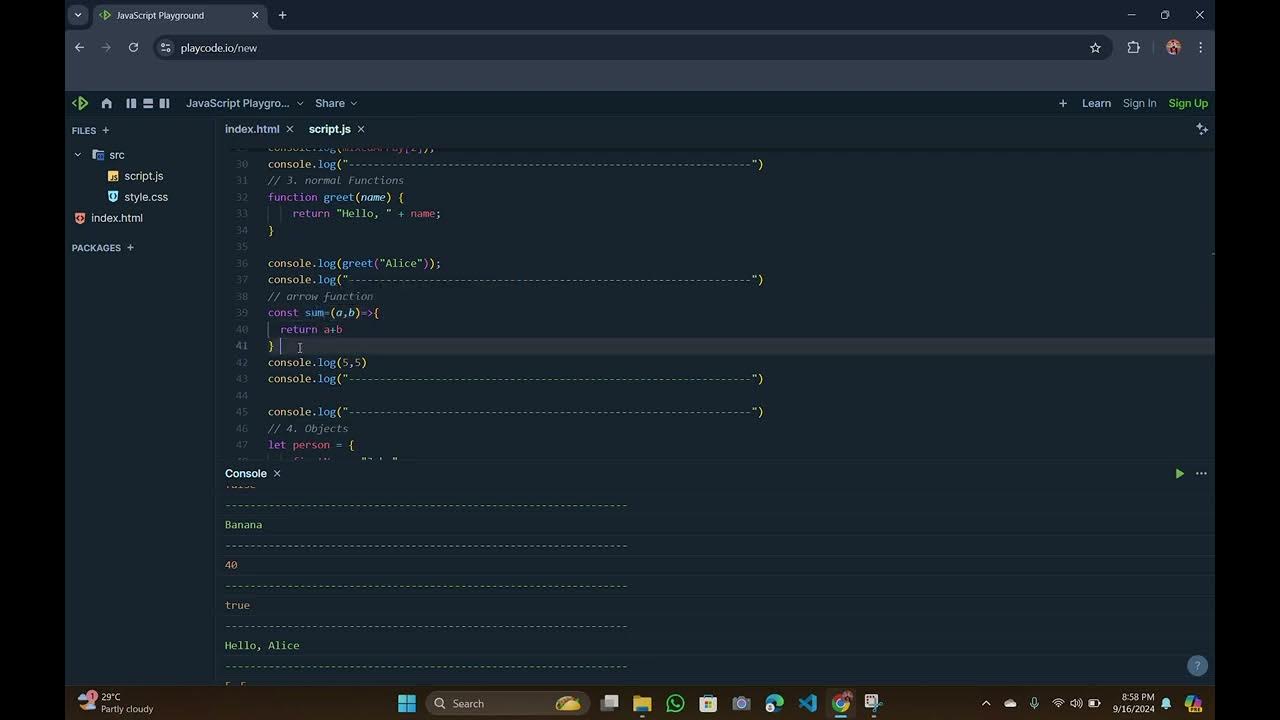 variables Arrays Functions objects loops explanations - YouTube