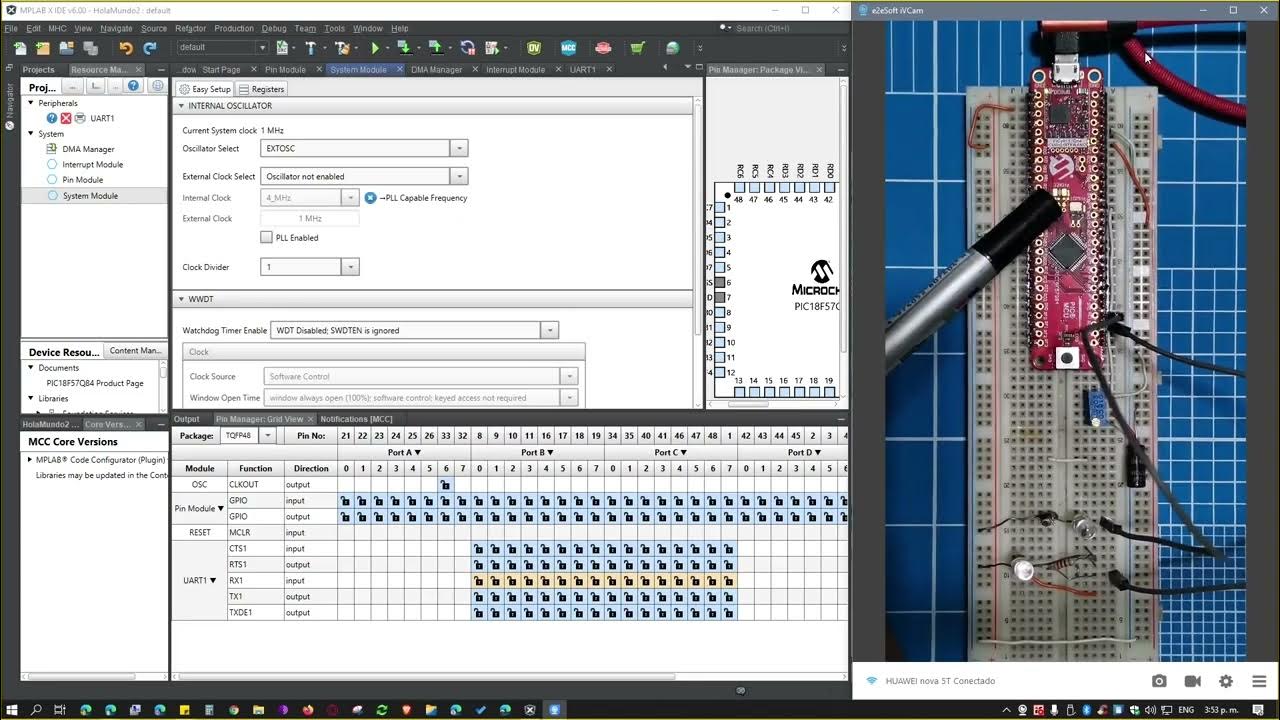 Hola mundo Curiosity Nano board, PIC18F57Q84 and MCC - YouTube