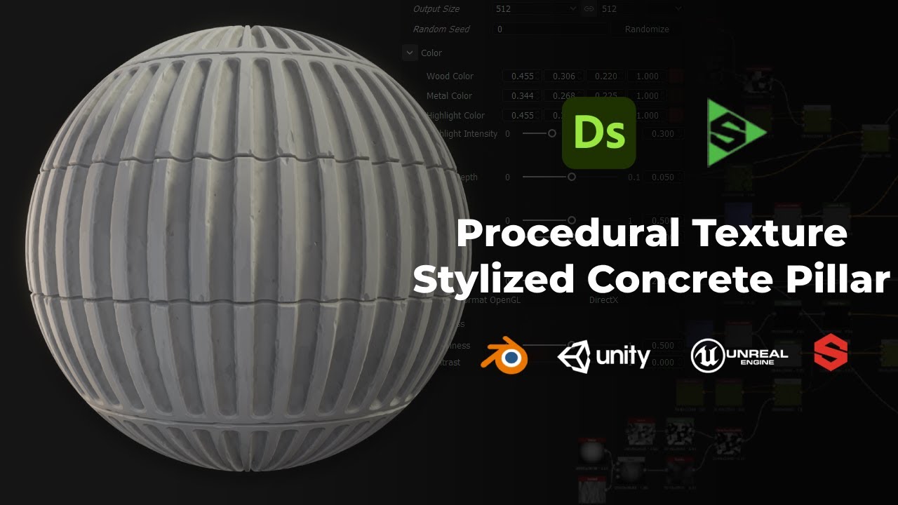 Stylized Concrete Pillar Texture sbs/sbsar Substance Designer - YouTube