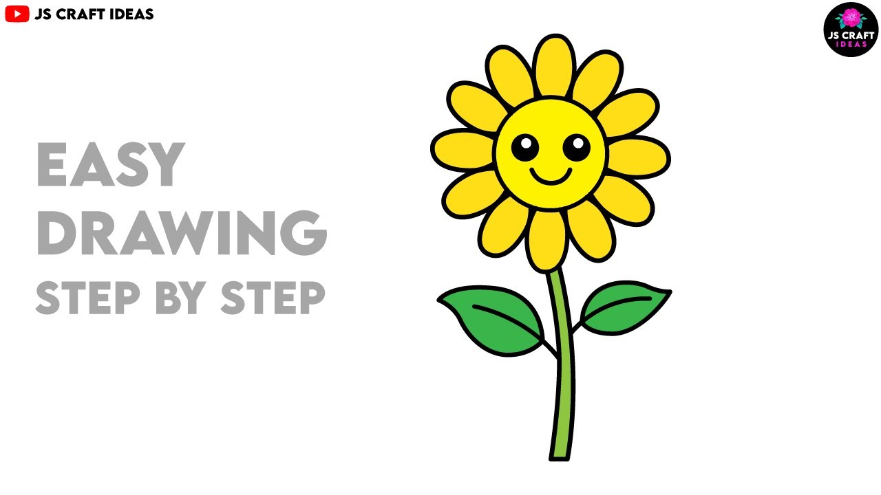How to Draw a Sunflower Easy and Cute / Sunflower Drawing / Cute ...