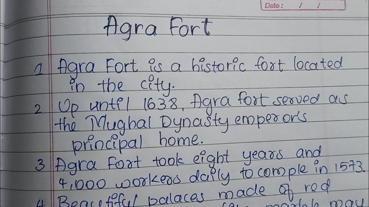 10 lines about Agra Fort writing in English #selfwritingworld #agrafort ...