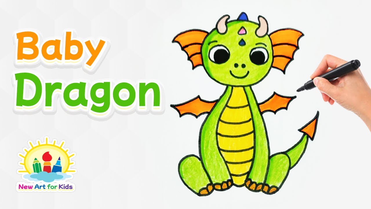 How to draw Dragon | Baby Dragon | Baby Dragon drawing easy | Baby ...
