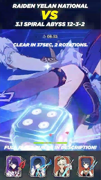 Genshin Impact - Raiden Yelan National VS 3.1 Spiral Abyss 12-1-2 in 2 rotation, 37sec - YouTube
