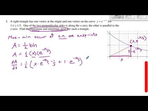Calc 1 Optimization Triangle Area Review Problem #2 - YouTube