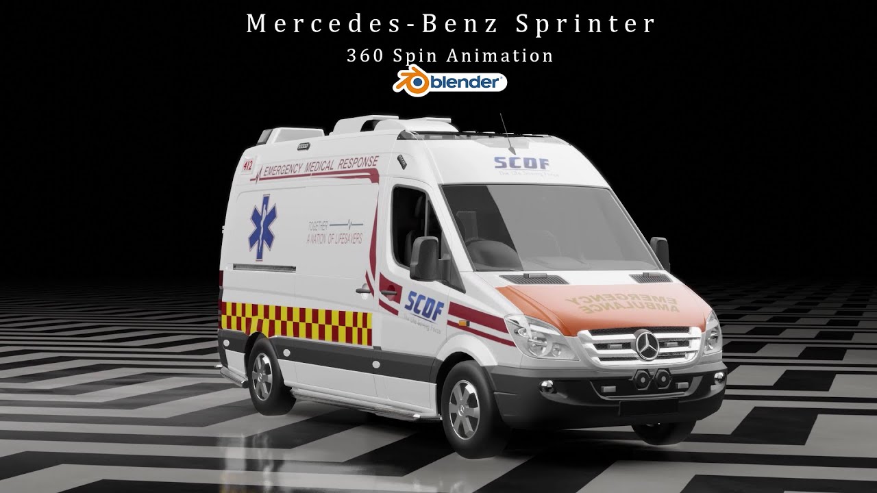 SCDF Mercedes-Benz Sprinter Ambulance 3D Model Made In Blender | 360 ...