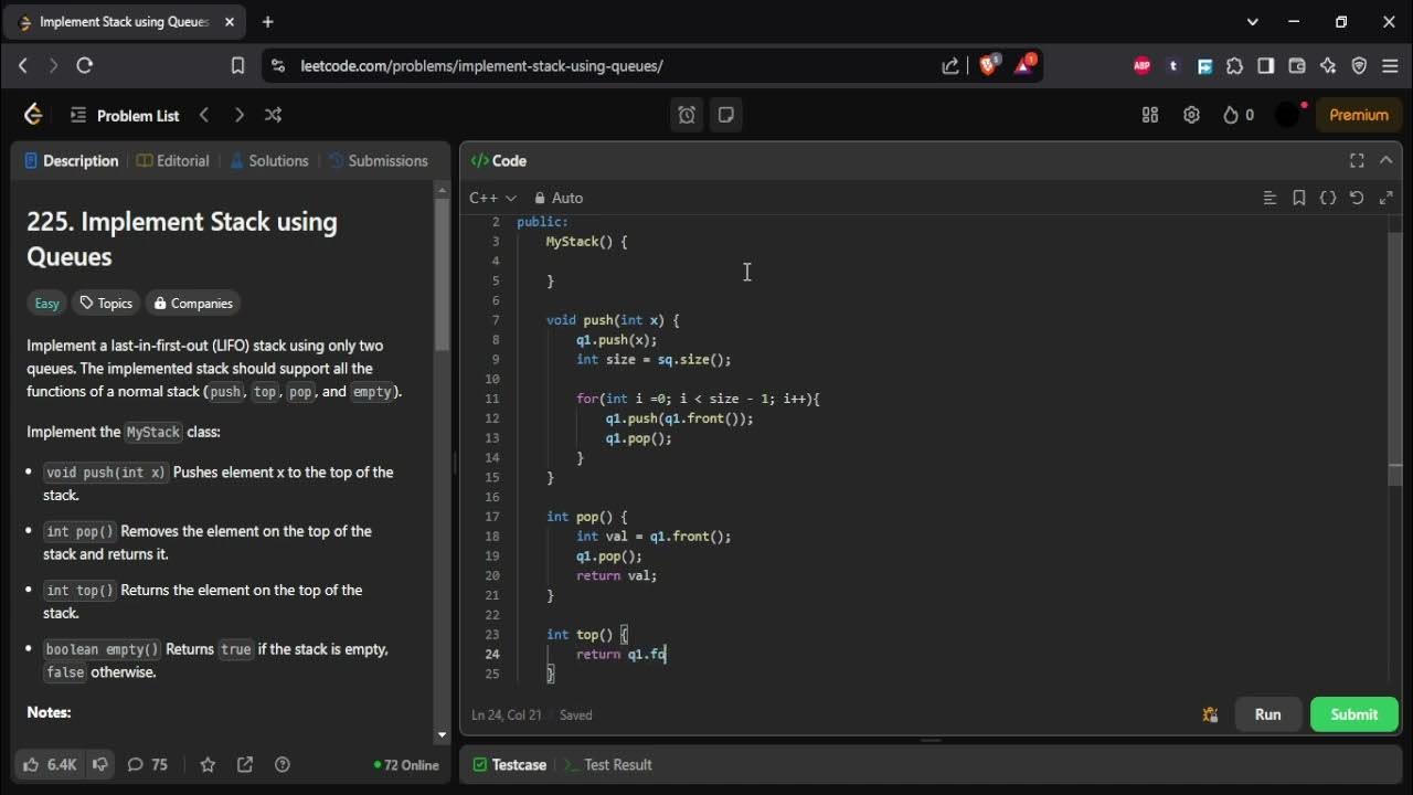 برمجهleetcode-225 - YouTube