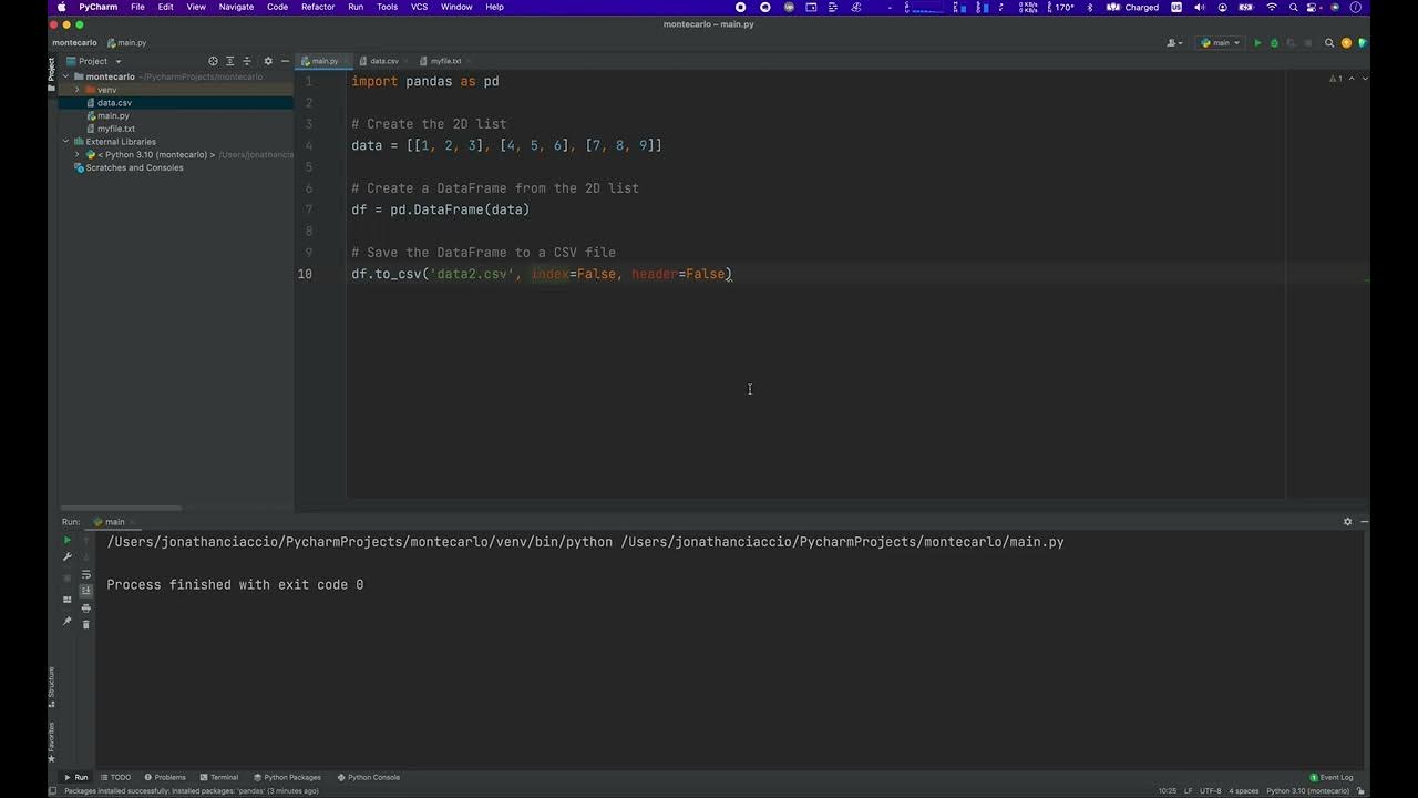 How do i save a 2d list to csv using pandas in python? - YouTube