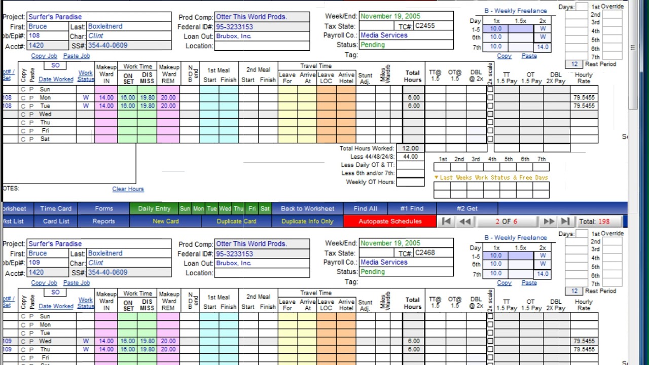 Showbiz Timecards SAG-AFTRA: Cross Boarding Dual Card View - YouTube